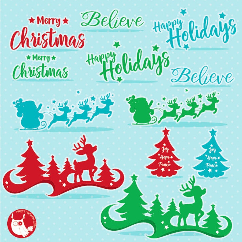 Christmas Clipart Commercial Use Christmas Silhouette - Etsy