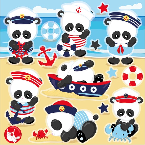 Nautical Panda, clipart, clipart commercial use, vector graphics, clip ...