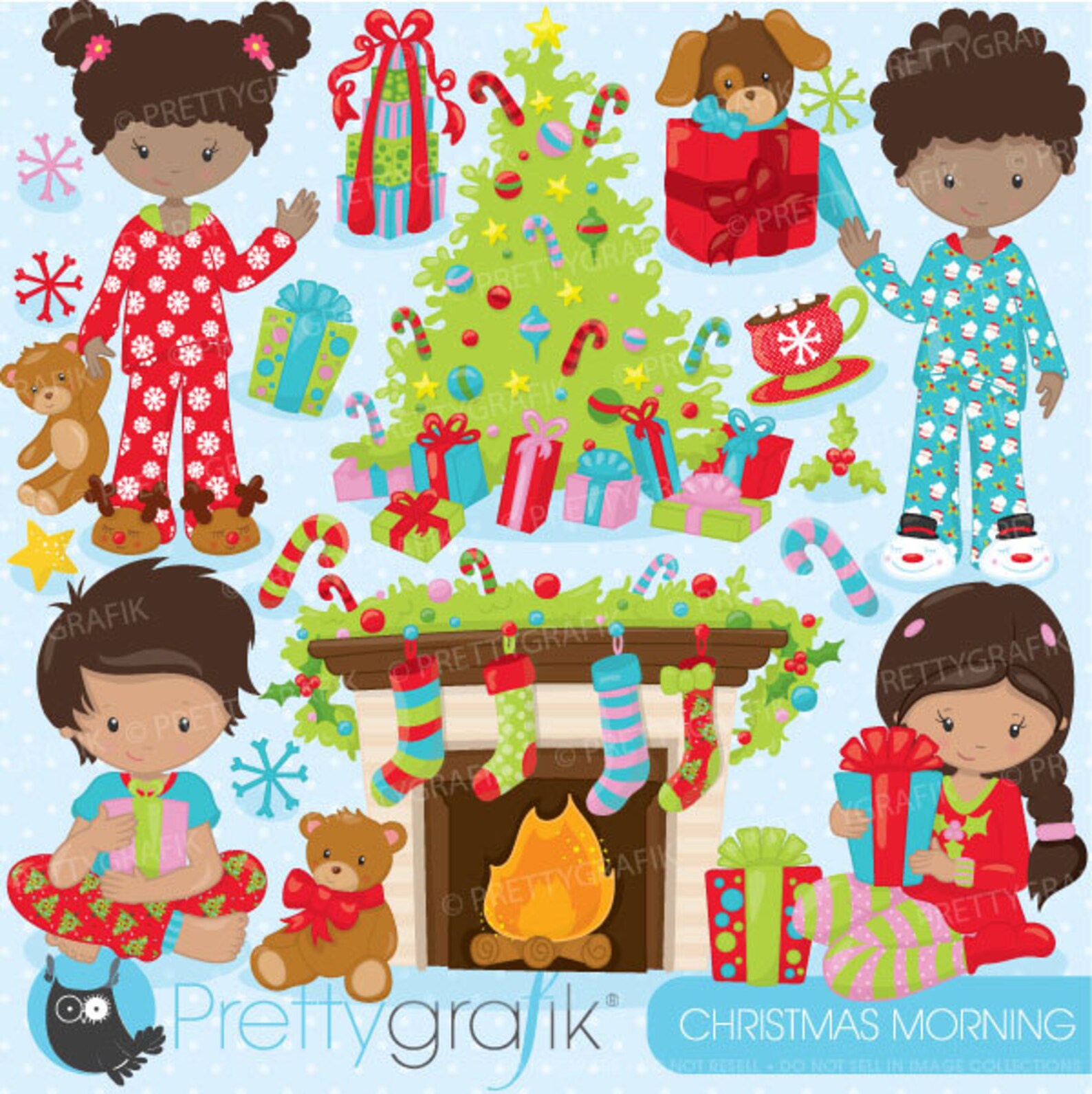 Christmas Morning Clipart Commercial Use Vector Graphics - Etsy