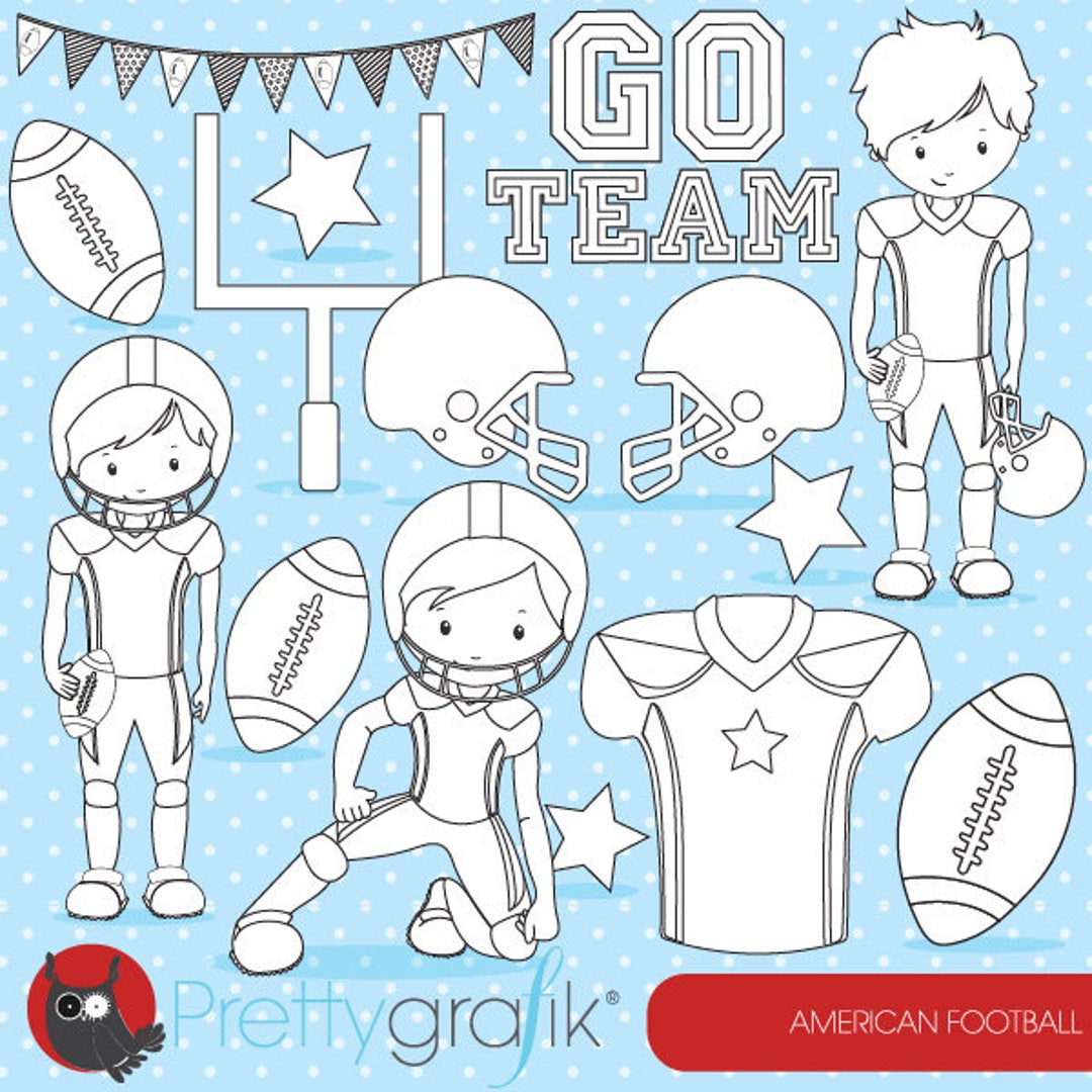 Football Digital Stamp Commercial Use, Black Lines, Vector Graphics ...