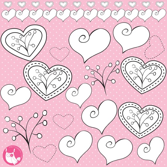 Valentine Hearts Digital Stamp Commercial Use Vector - Etsy