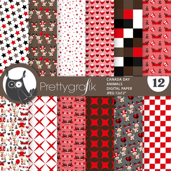 Canada Day Animals, patterns, commercial use, scrapbook papers ...