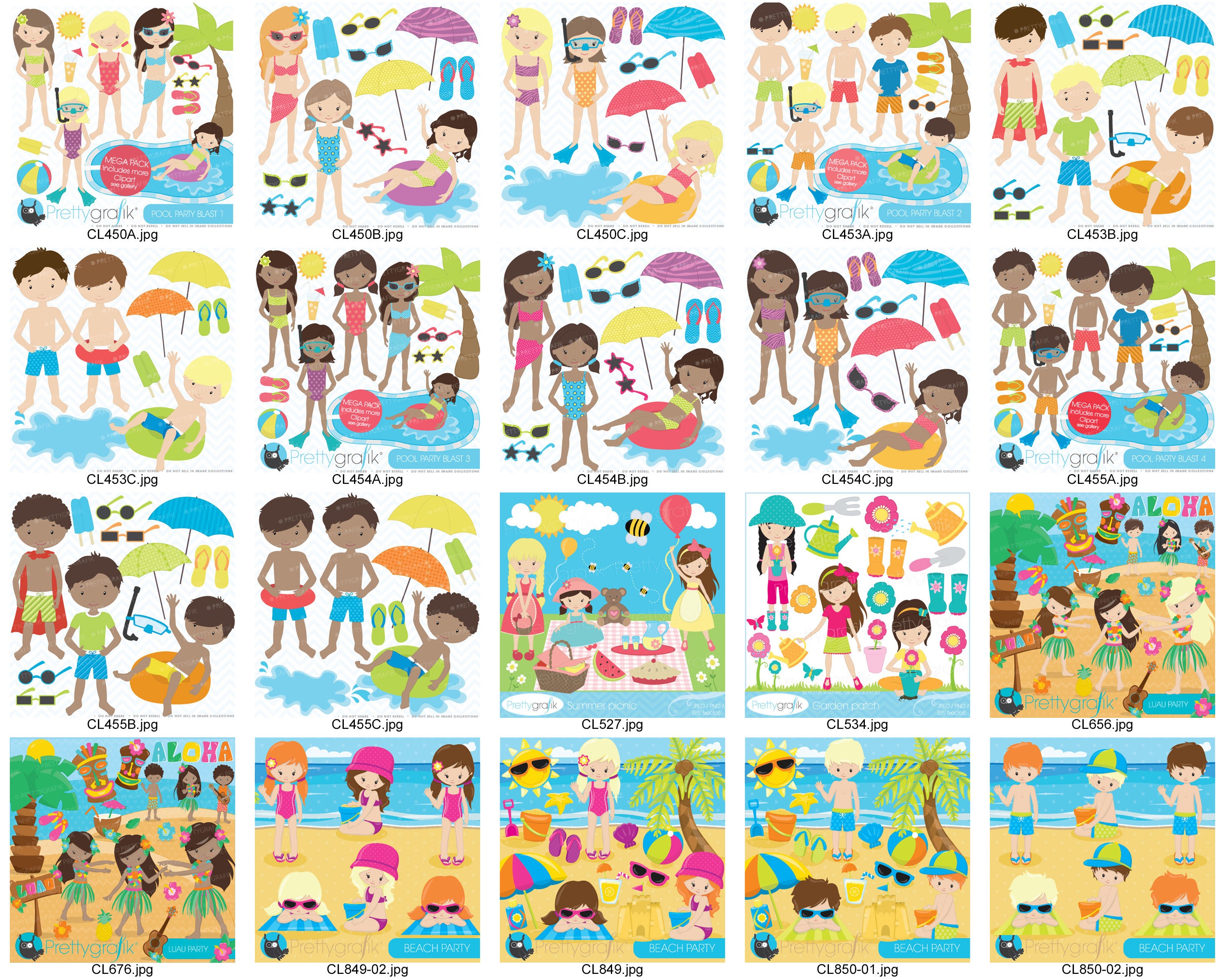 Summer Fun BUNDLE Graphic Set Clipart Commercial Use Fantasy - Etsy