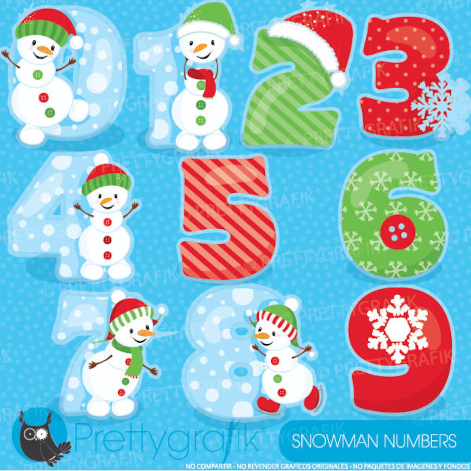 Snowman Numbers Clipart Commercial Use Fruit Vector Graphics - Etsy