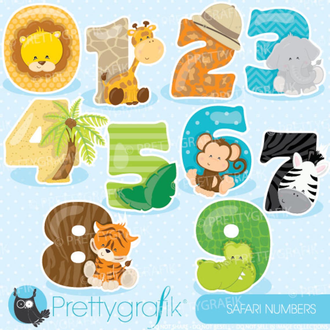 Safari Numbers Clipart Clipart Commercial Use Vector - Etsy