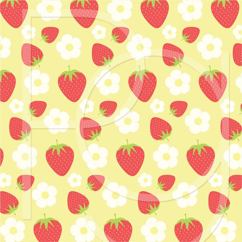 Strawberry Digital Paper Commercial Use Scrapbook Papers - Etsy