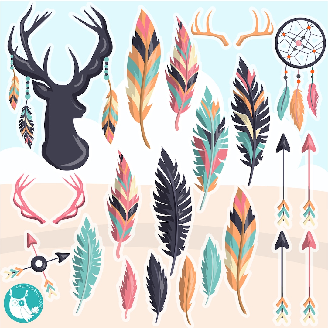 Tribal Feathers Clipart Commercial Use, Clipart, Vector Graphics ...