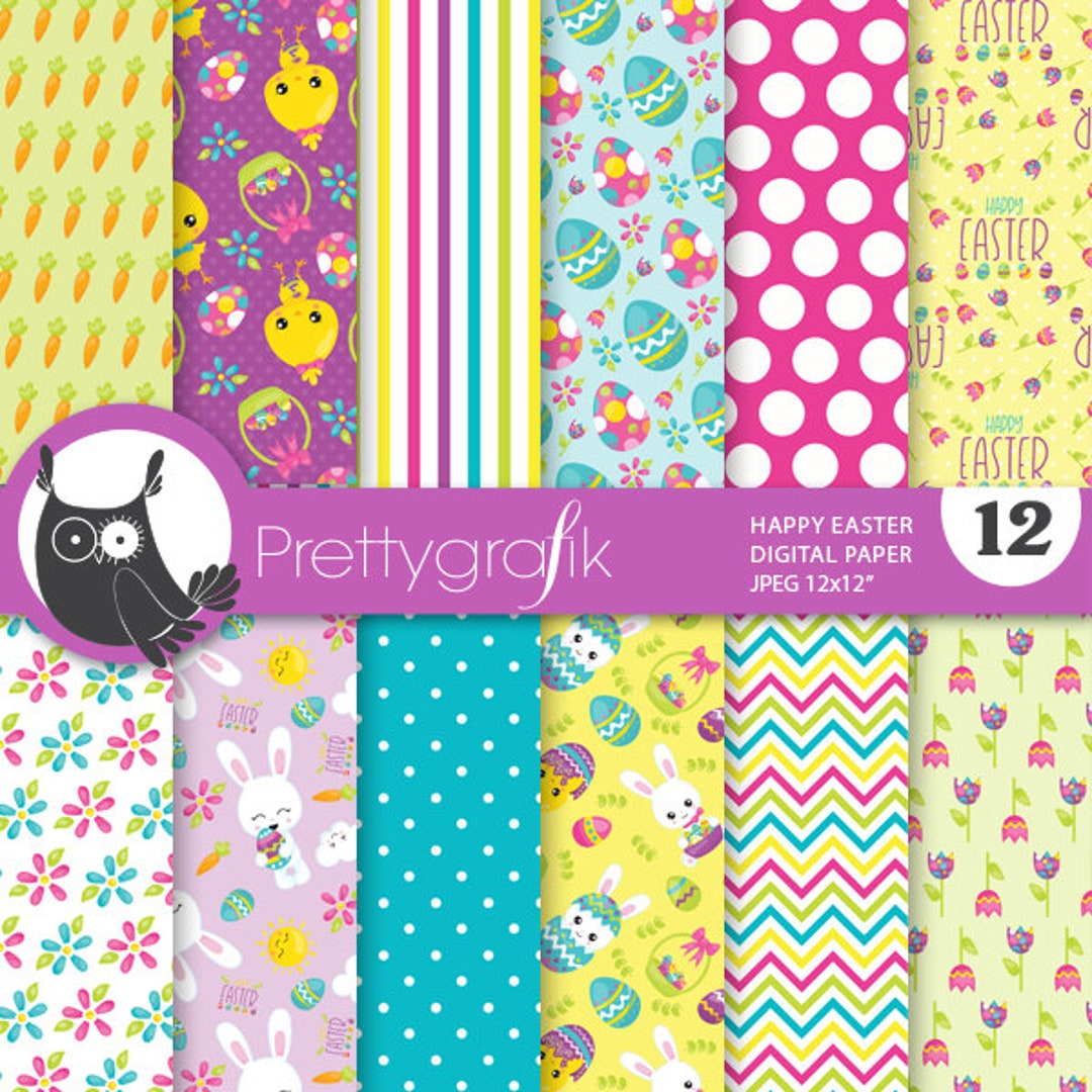 Happy Easter Digital Paper Commercial Use Scrapbook - Etsy