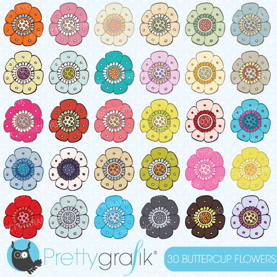 30 Flower Clipart Commercial Use Vector Graphics Digital - Etsy