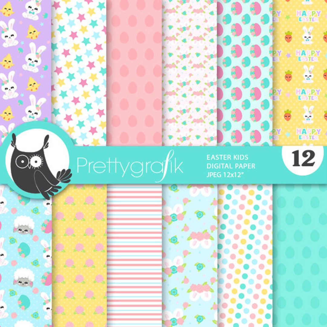 Easter Friends Digital Paper, Commercial Use, Scrapbook Patterns ...