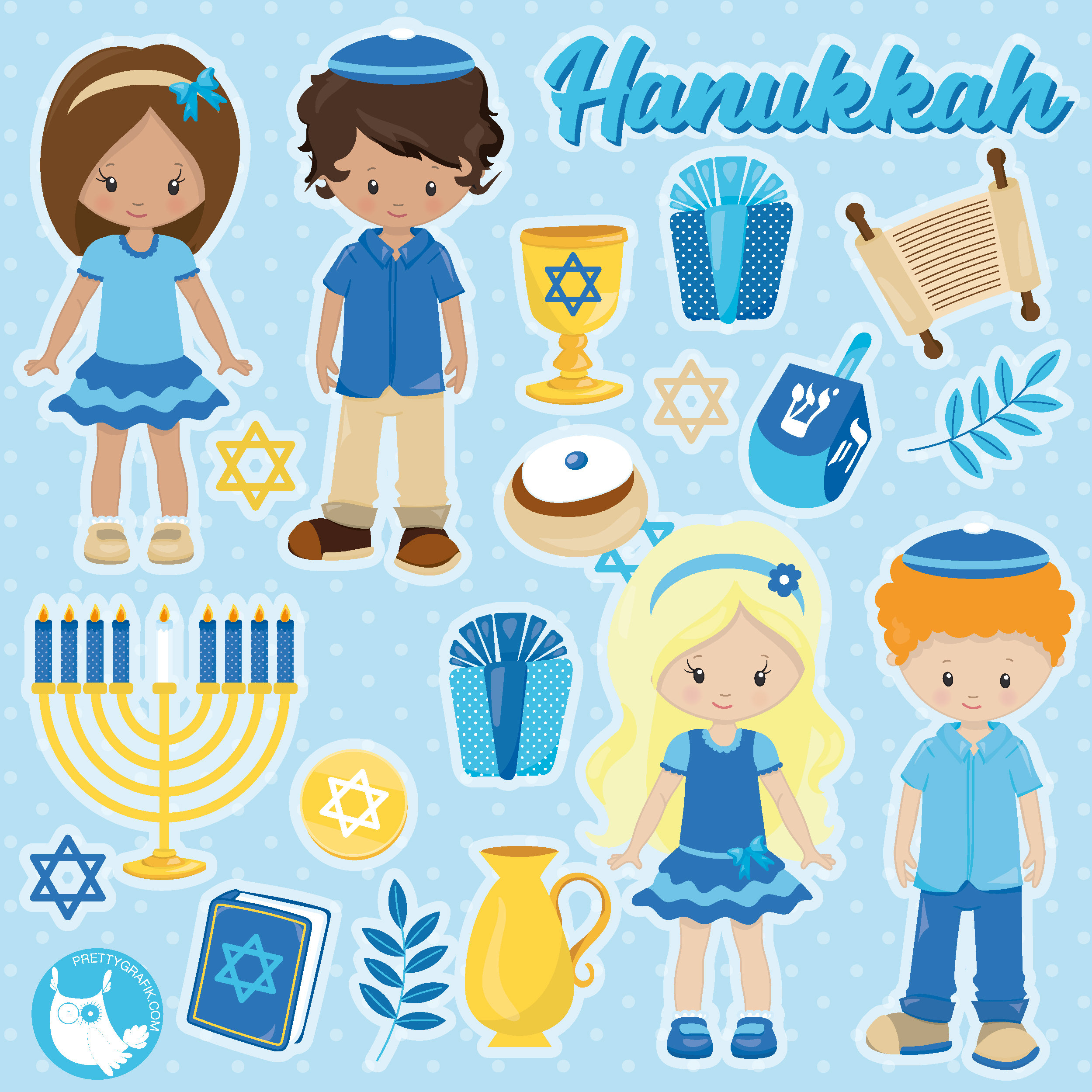 Hanukkah Clipart Clipart Commercial Use Vector Graphics - Etsy