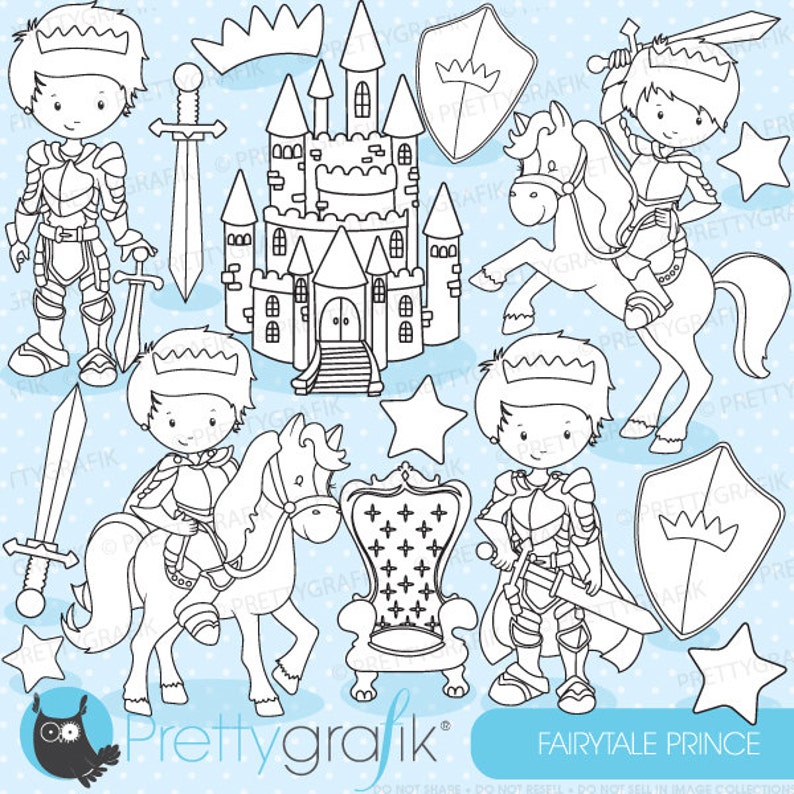 Fairytale Prince Digital Stamp Commercial Use Vector - Etsy