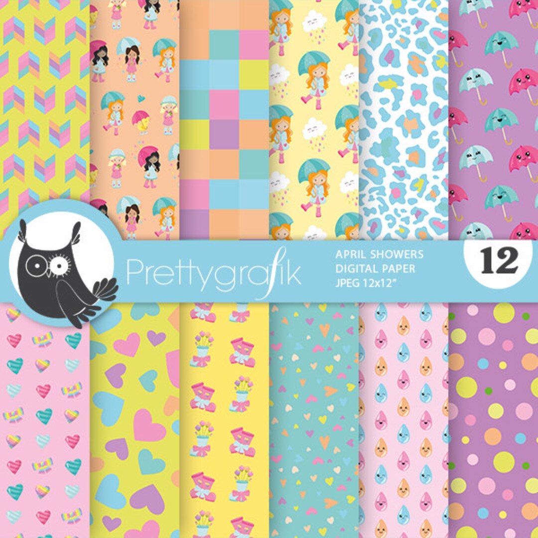 April Showers, Patterns, Commercial Use, Scrapbook Papers, Background ...