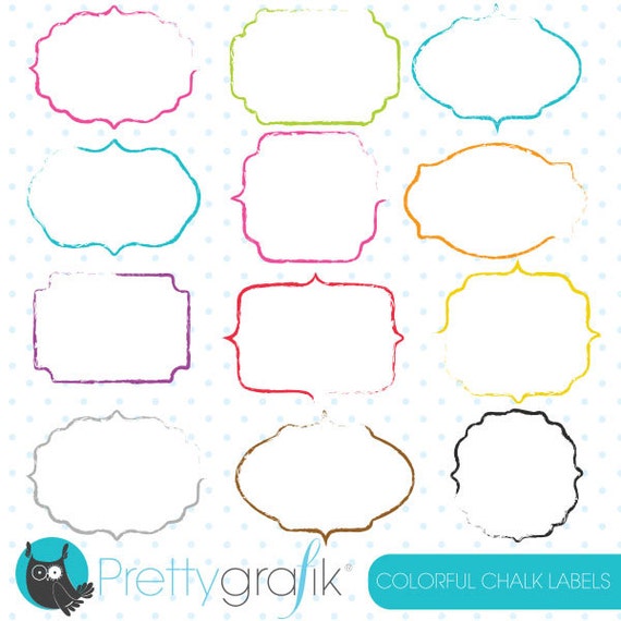 chalk label frames clipart commercial use, rainbow chalk labels vector ...