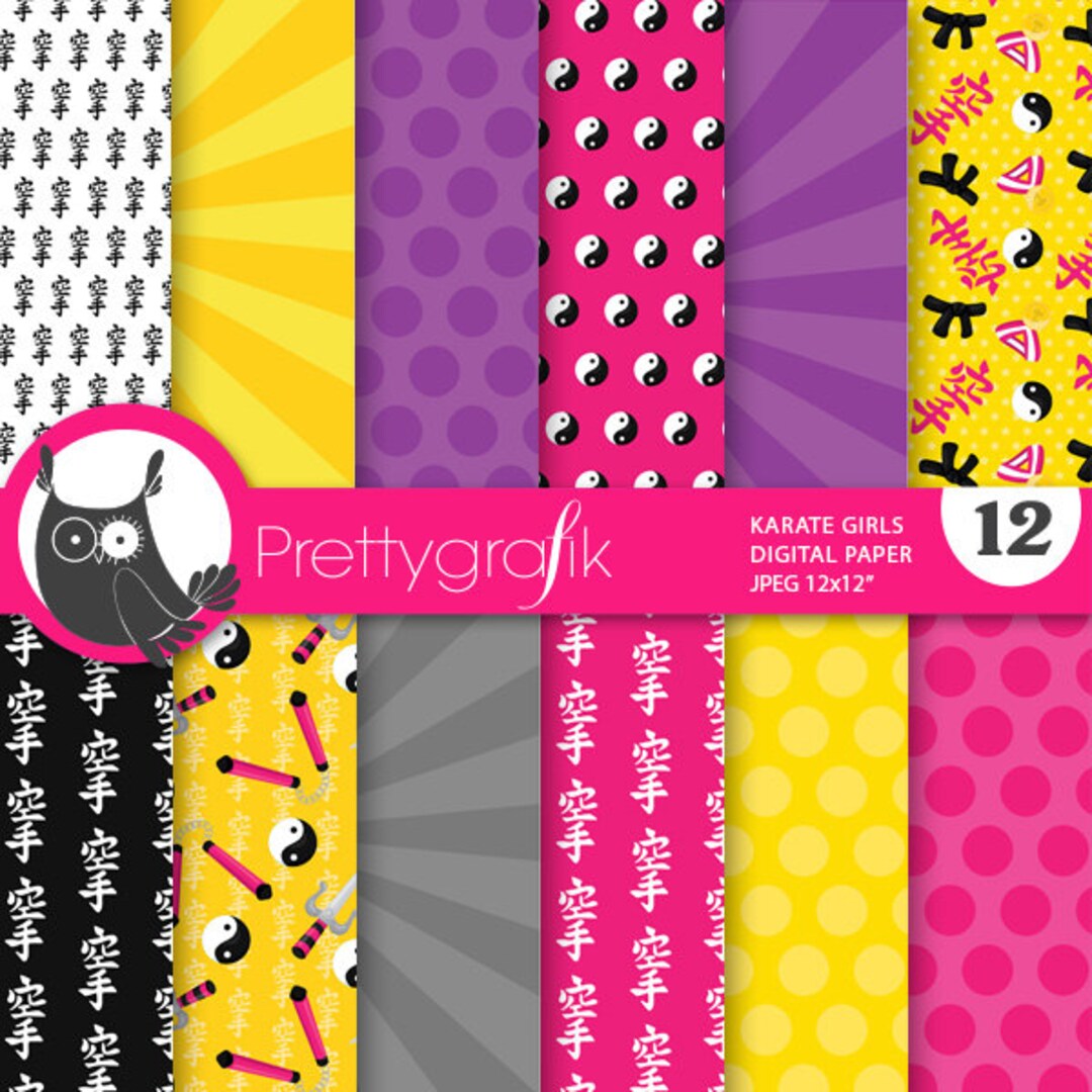 Karate Kid Digital Paper, Commercial Use, Scrapbook Patterns ...