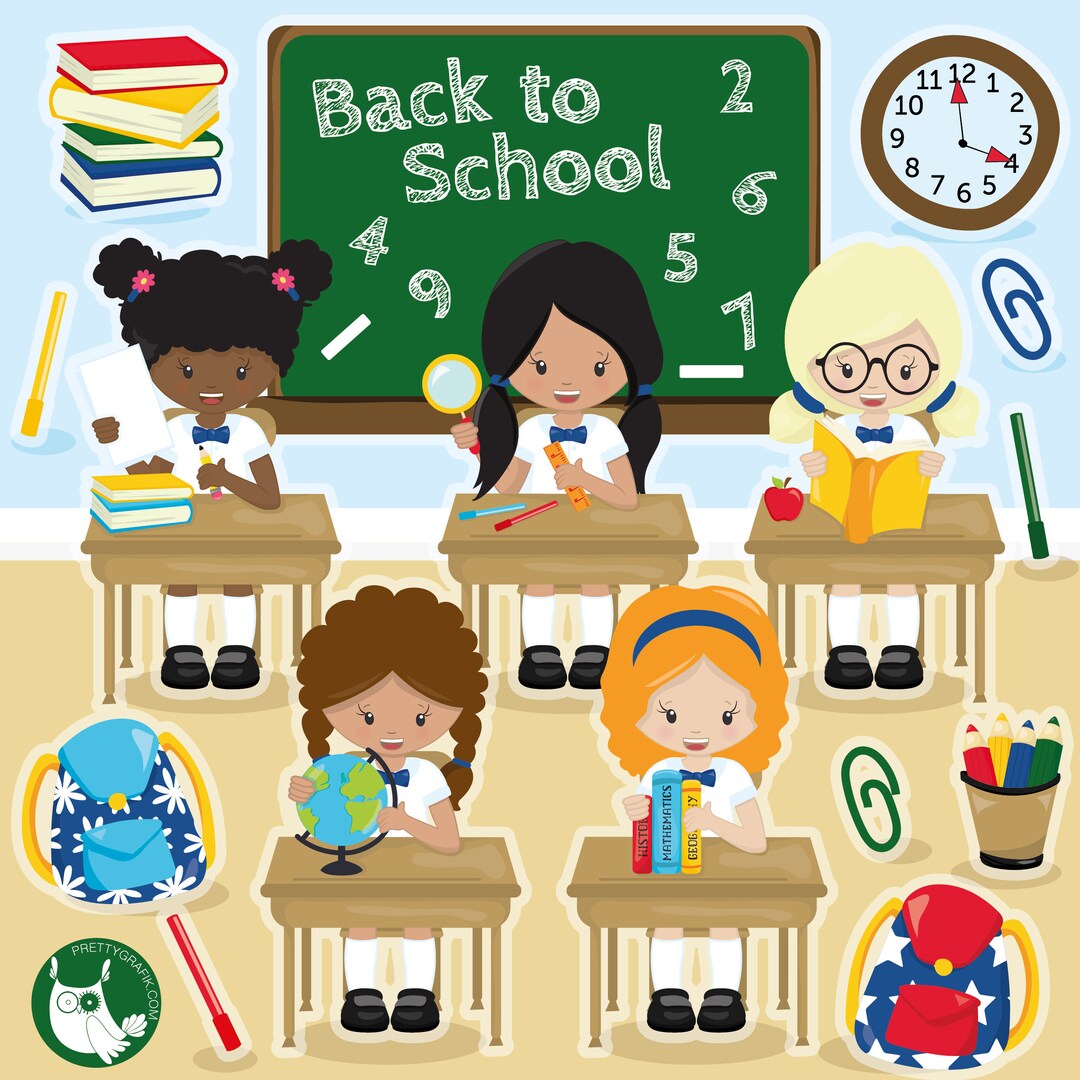 Back to School Girls, Clipart, Clipart Commercial Use, Vector Graphics ...