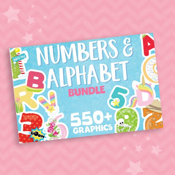Numbers and alphabet BUNDLE graphic set, clipart commercial use ...