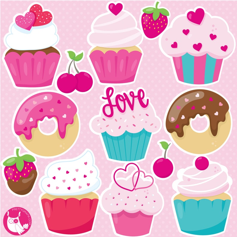Kawaii Valentine Treats Clipart Commercial Use Vector - Etsy
