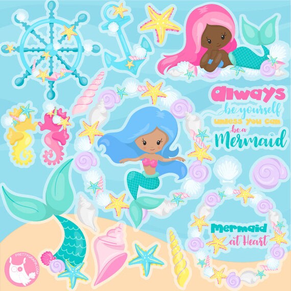 Mermaid clipart commercial use, clipart, vector graphics, digital clip ...