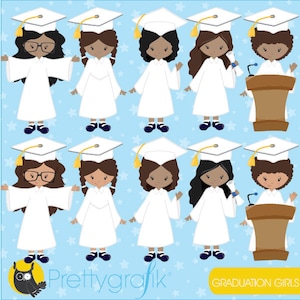 Graduation Girls Clipart Commercial Use Vector Graphics - Etsy