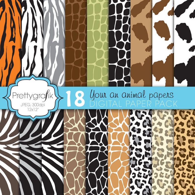 Animal Print Digital Paper Commercial Use Scrapbook - Etsy