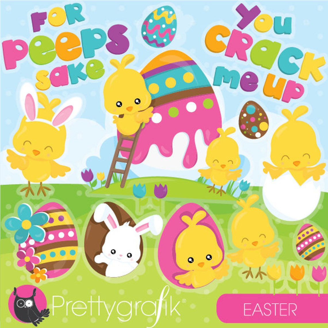 Easter Clipart Commercial Use Easter Peeps Vector Graphics - Etsy