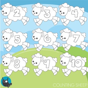 Counting Sheep Digital Stamp Commercial Use, Sheep Animals Vector ...