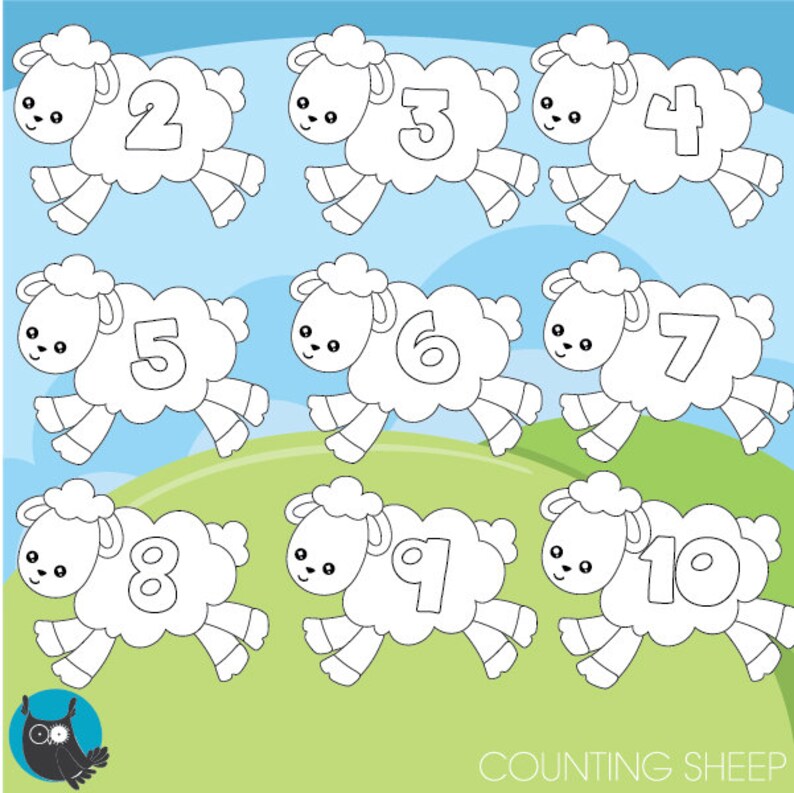 Counting Sheep Digital Stamp Commercial Use Sheep Animals - Etsy