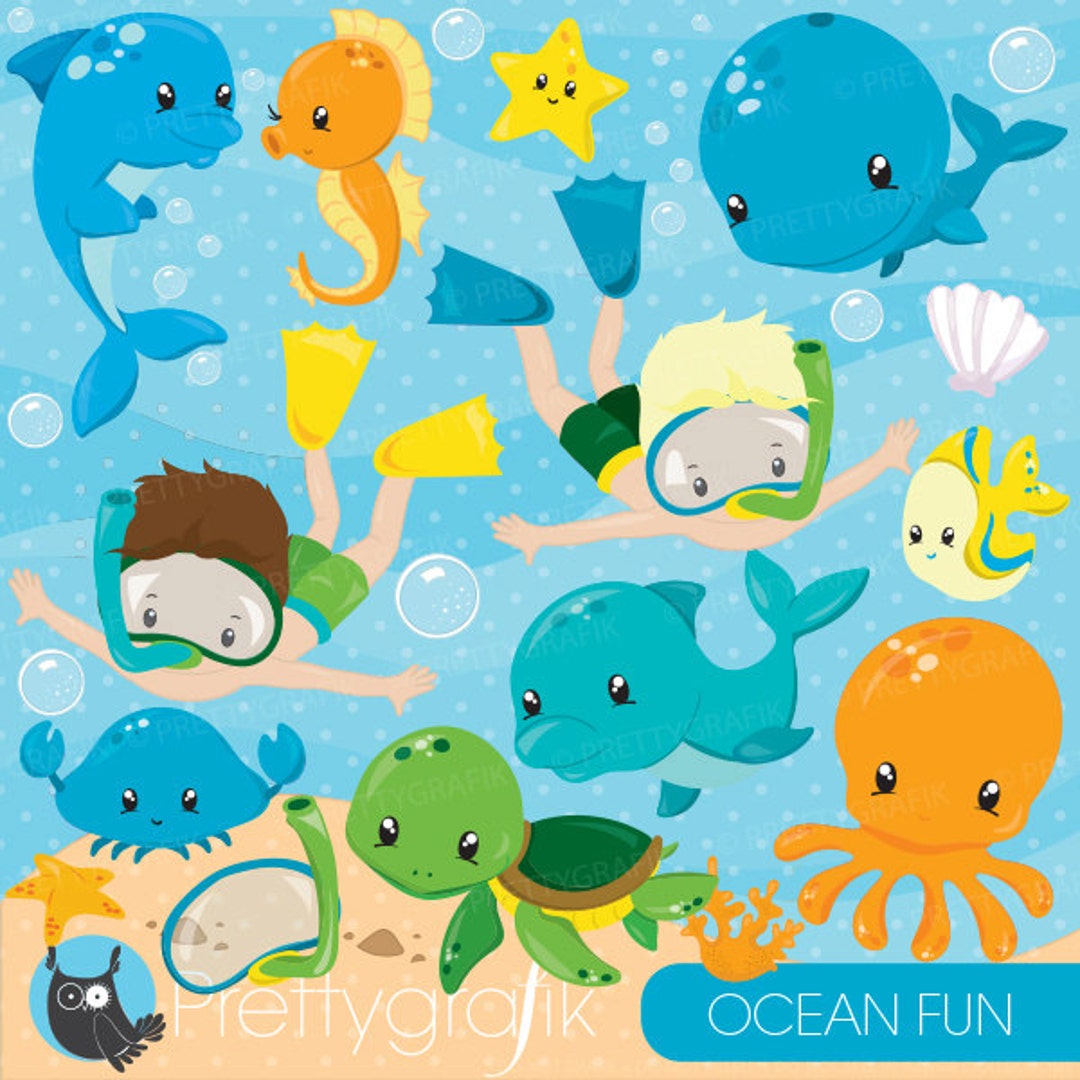 Snorkeling Kids Boy Clipart, Scuba Diving Commercial Use, Beach Vector ...