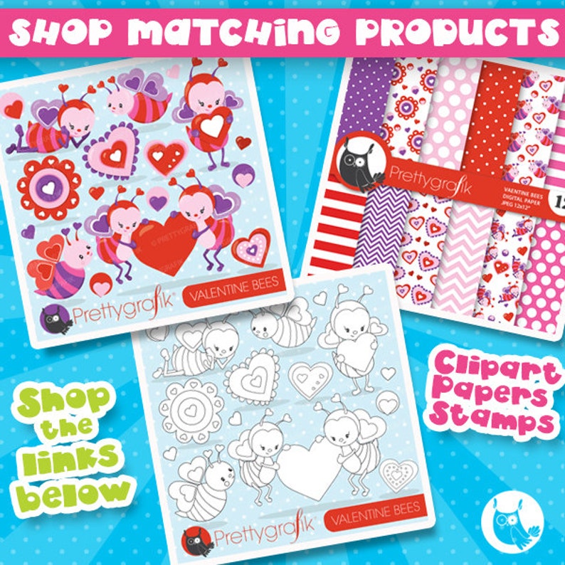 Valentine Bees Clipart Commercial Use Valentine Vector - Etsy