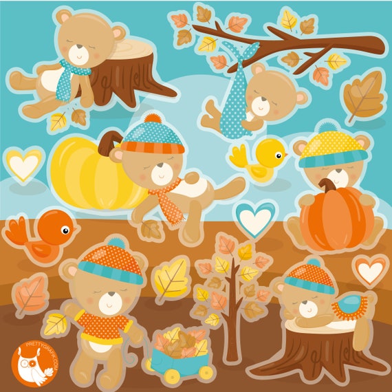 Fall Bears, clipart, clipart commercial use, vector graphics, clip art ...