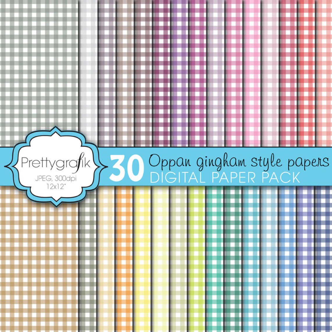 Gingham Digital Paper Commercial Use Scrapbook Patterns - Etsy