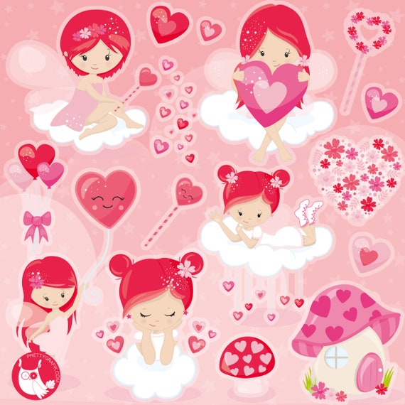Valentine Fairies, clipart, clipart commercial use, vector graphics ...