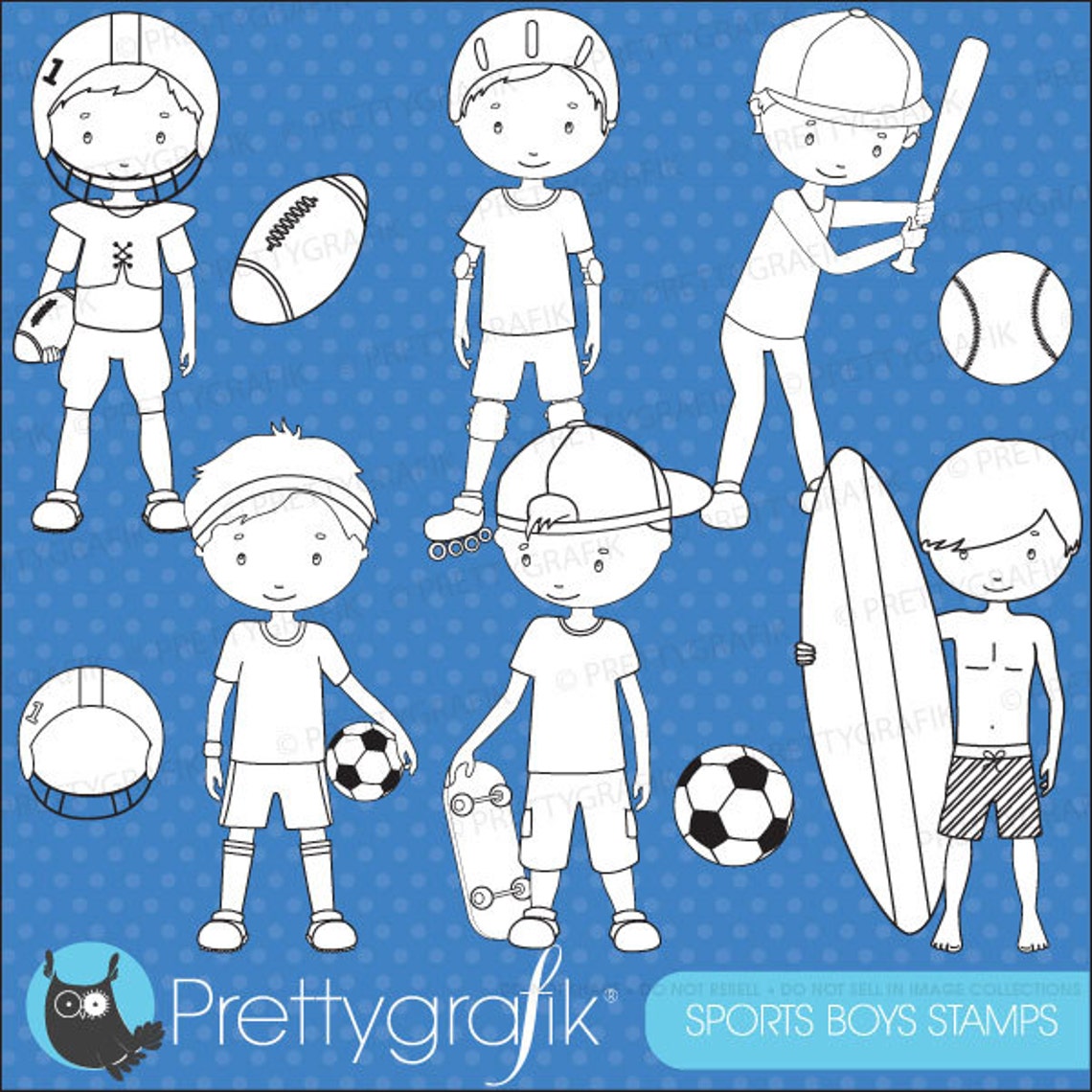 Sports Boys Digital Stamp Commercial Use Vector Graphics - Etsy