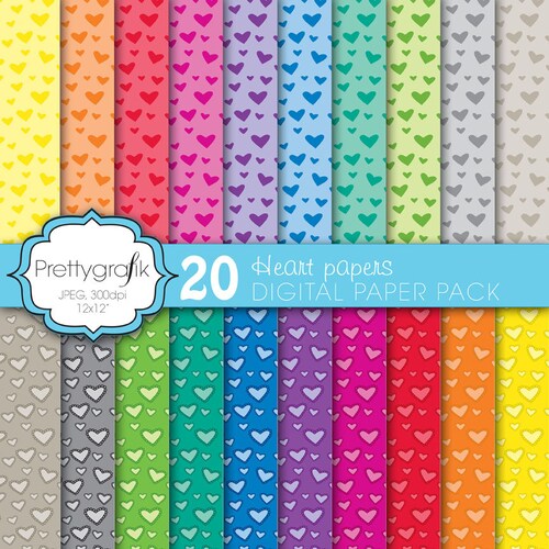 14 Valentine Heart Digital Paper Commercial Use Scrapbook - Etsy