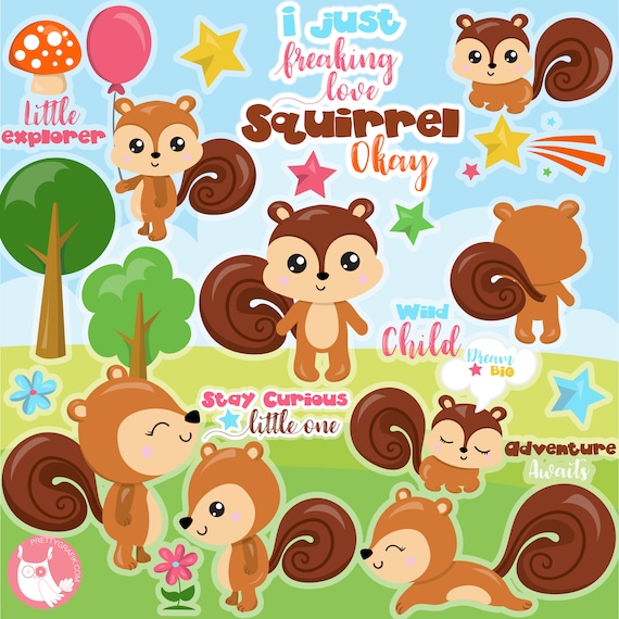 Squirrel clipart commercial use, clipart, vector graphics, digital clip ...