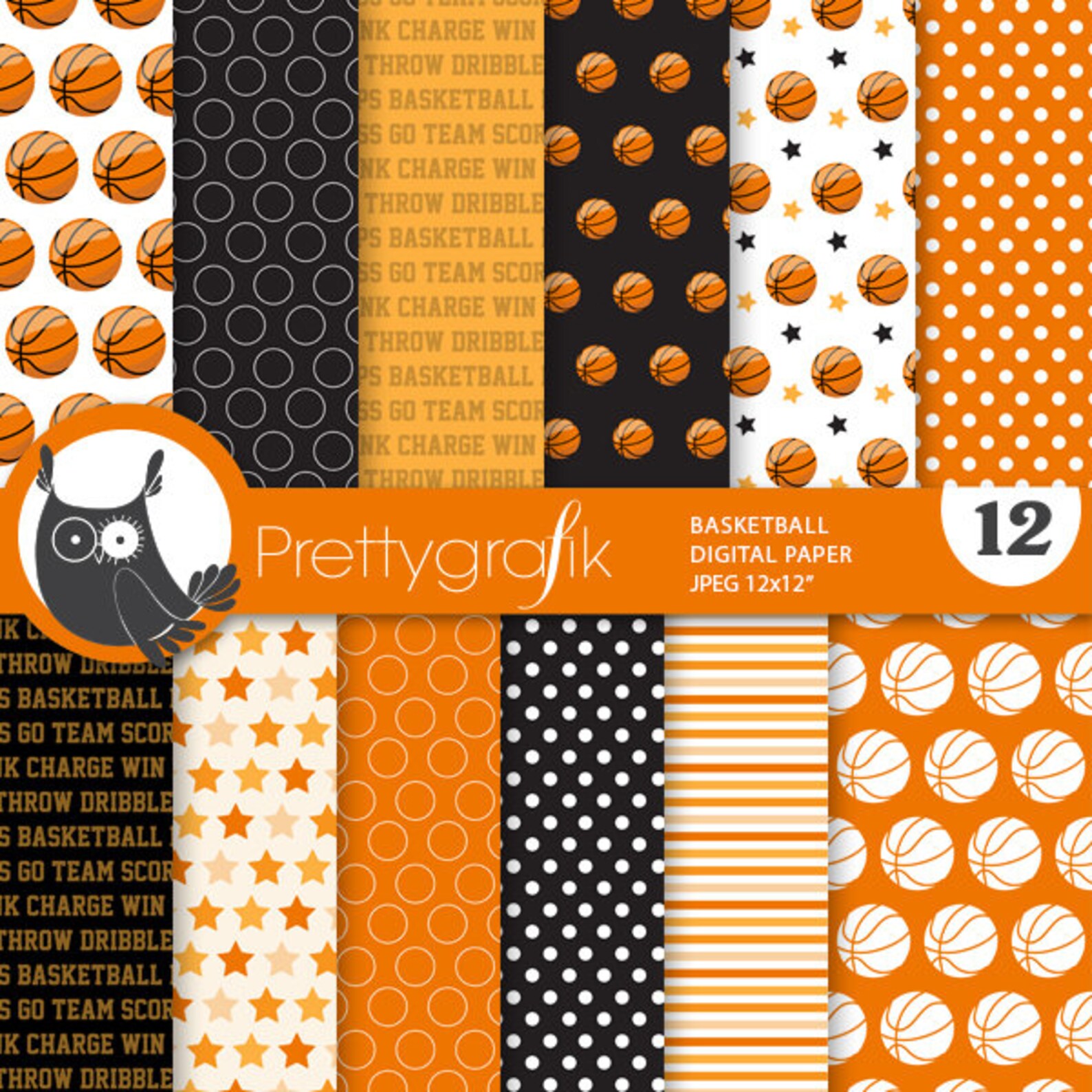 Basketball Digital Paper Commercial Use Scrapbook Patterns - Etsy