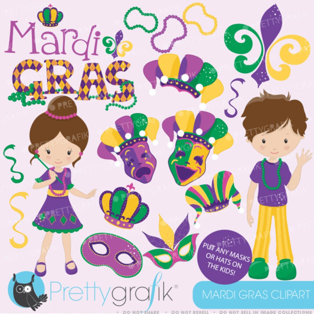 Mardi Gras Clipart Commercial Use, Party Vector Graphics, Digital Clip ...