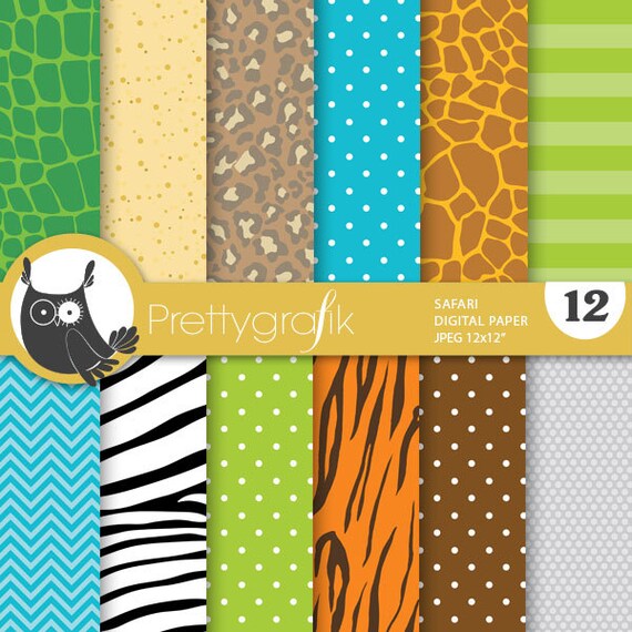 Safari digital patterns, commercial use, scrapbook papers, background ...