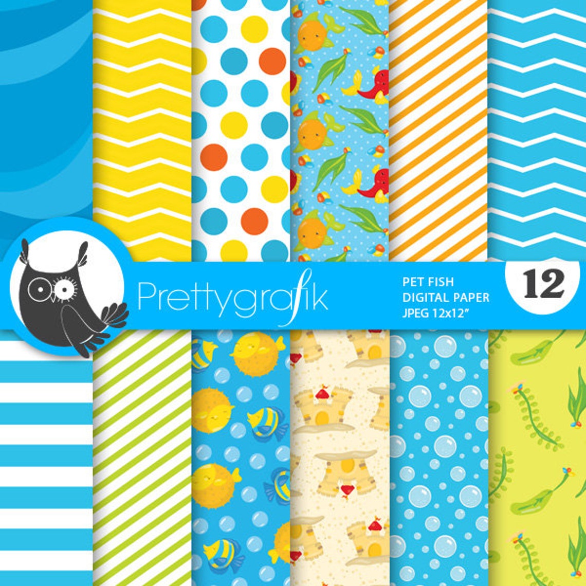 Pet Fish Digital Paper Commercial Use Scrapbook Papers - Etsy