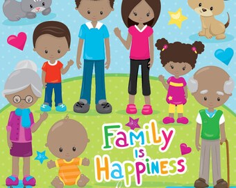 Happy Family Clipart Commercial Use Grandparents Vector - Etsy