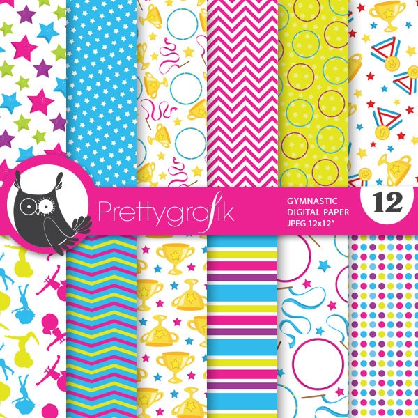 Gymnastic Digital Patterns Commercial Use Scrapbook Papers - Etsy