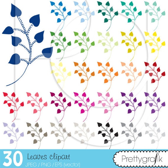 30 flower leaves clipart commercial use, vector graphics, digital clip ...