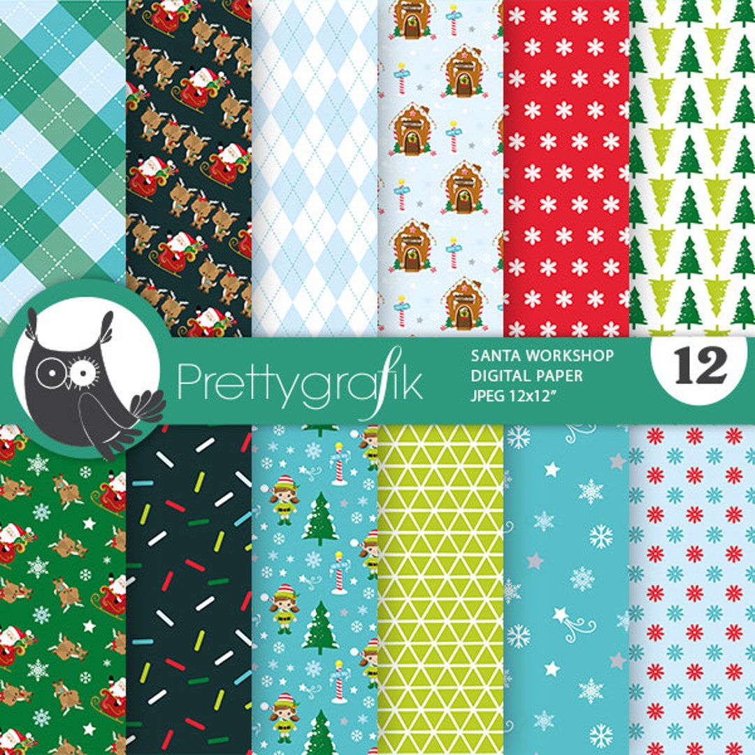 Santa's Workshop, Patterns, Commercial Use, Scrapbook Papers ...
