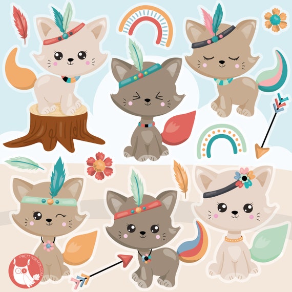 Boho Cat, clipart, clipart commercial use, vector graphics, clip art ...