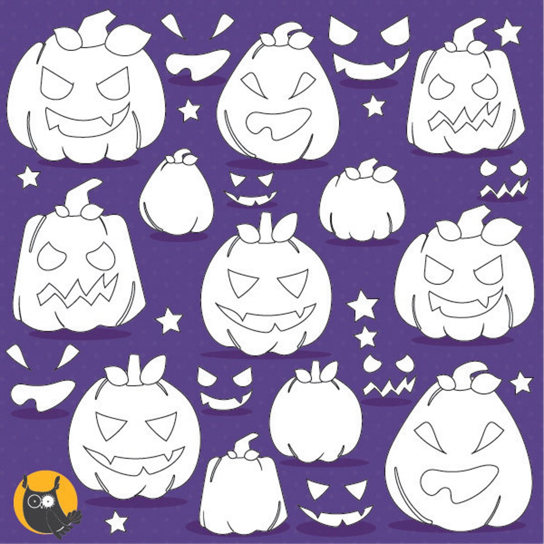 Halloween Pumpkins Digital Stamp Commercial Use, Vector Graphics ...