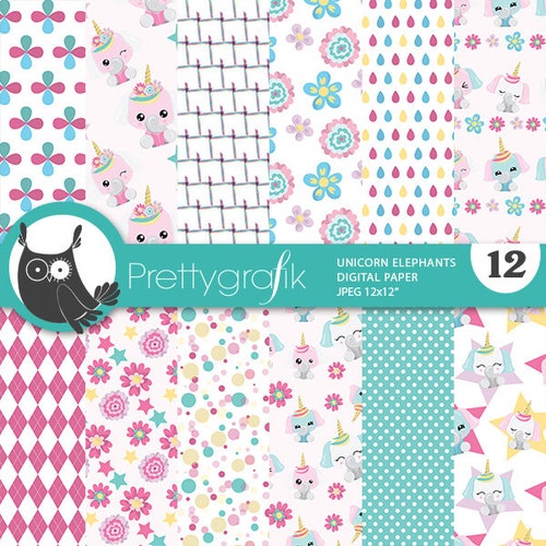 Unicorn Digital Paper Commercial Use Scrapbook Patterns - Etsy