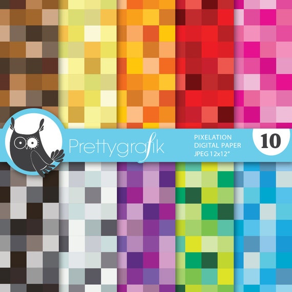 Pixel Mosaic Digital Paper Commercial Use Scrapbook Papers - Etsy