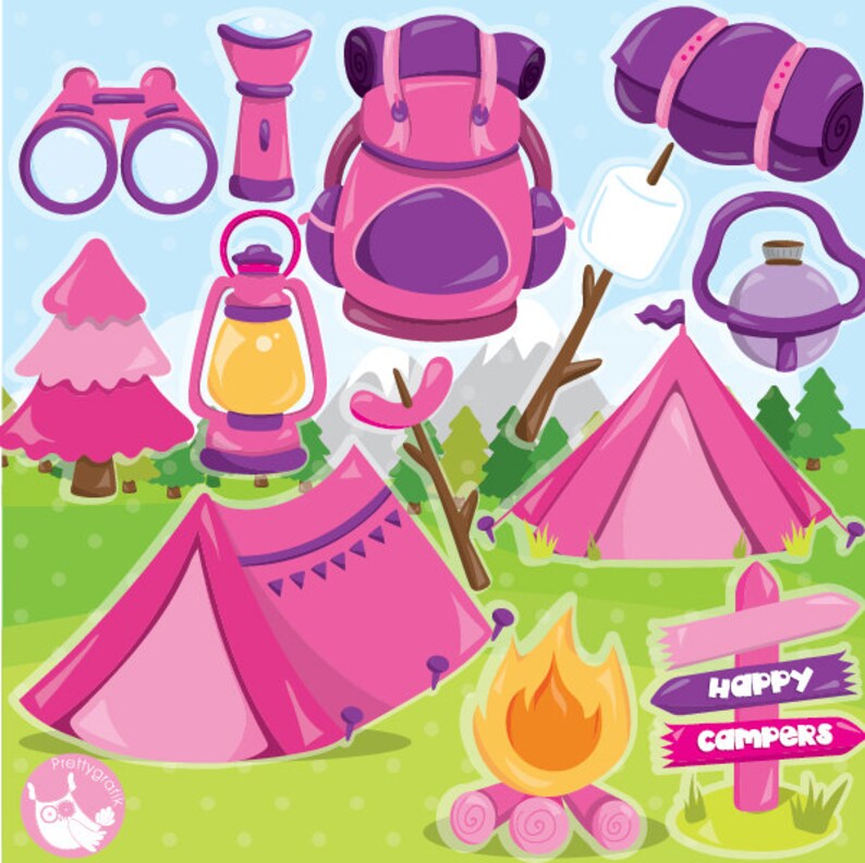 Glamping Clipart Commercial Use Camping Clipart Vector - Etsy