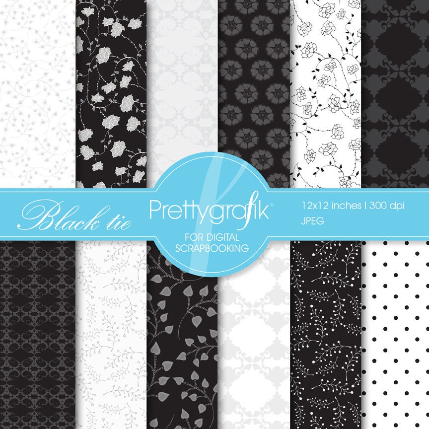 Black Tie Digital Paper Commercial Use Scrapbook Patterns - Etsy